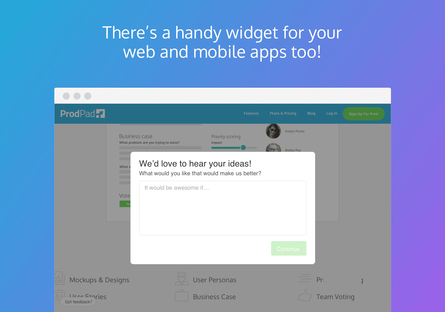 Free Website & App Feedback Tools | ProdPad